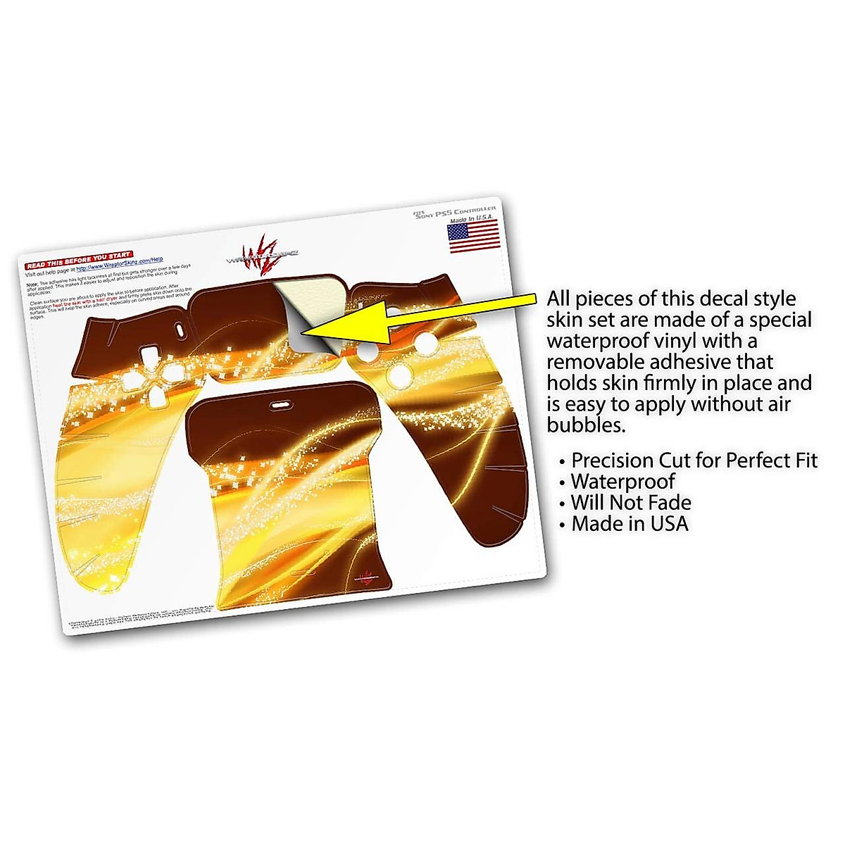 WraptorSkinz Skin Wrap compatible with Sony PS5 DualSense Controller Mystic Vortex Yellow (CONTROLLER NOT INCLUDED)