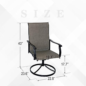 Anmutig Patio Swivel Dining Chairs Set of 4, Outdoor Metal Chair with Textilene Mesh Fabric Patio Furniture Set Porch Chairs with Metal Rocking Frame for Lawn Garden Backyard Brown/Grey