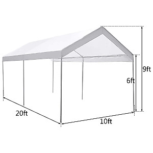 Tangkula Carport 10 x 20 Heavy Duty Portable Car Canopy All-Purpose Water-Resistant Carport Outdoor Party Canopy Garage Cover Instant Shelter