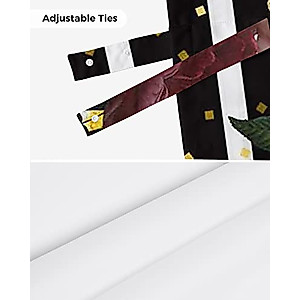 Tie Up Valance Curtains Blooming Flowers Gold Butterfly Gardon Kitchen Cafe Valances for Windows,Rod Pocket Adjustable Balloon Window Shades for Living Room Bathroom Black White Stripe,1 Panel