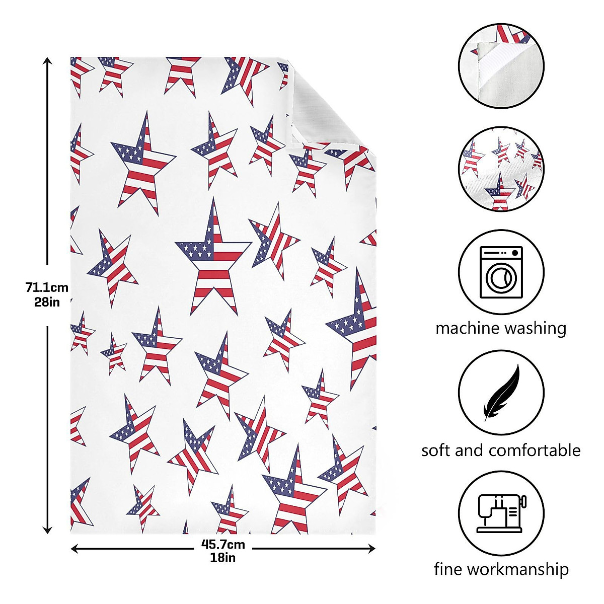 Kigai USA Flag Stars Kitchen Towels, 18 x 28 Inch Super Soft and Absorbent Dish Cloths for Washing Dishes, 4 Pack Reusable Multi-Purpose Microfiber Hand Towels for Kitchen