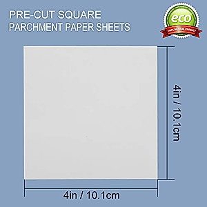 Parchment Paper Squares, 4x4 Inch, Set of 300, Small Hamburger Patty Paper/Nonstick Precut Square Baking Parchment for Separating Small Burger Patty, Cookies & Other Foods, or Baking & Candy Wrapper