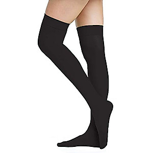 Lastclream Women Costume Thigh High Silk Stockings for Girls Over Knee Socks Cosplay Knee High Hosiery (Black)