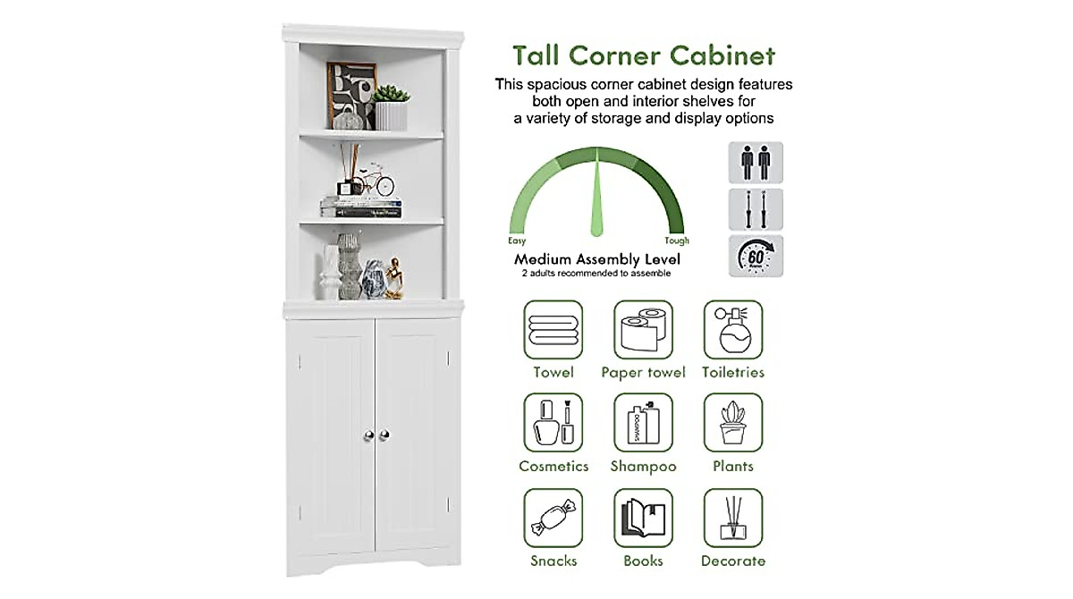 YESHOMY Corner Cabinet Shelves – Space-Saving Storage Solution