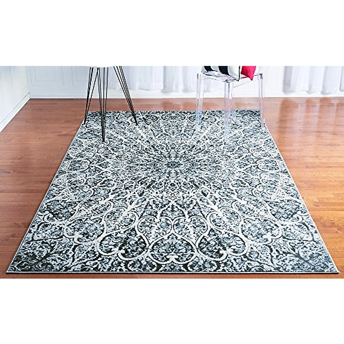 Unique Loom Sofia Collection Area Rug - Grace (5' 1" x 8', Dark Gray/ Gray)