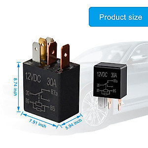 Yumfugu 4 PCS 5 Pin 12V Car Starter Relay, Multi-Purpose 30A Waterproof Heavy Duty Relay Replacement, Universal Automotive Conditioner Relay Accessories for Cars SUVs Trucks (Black)