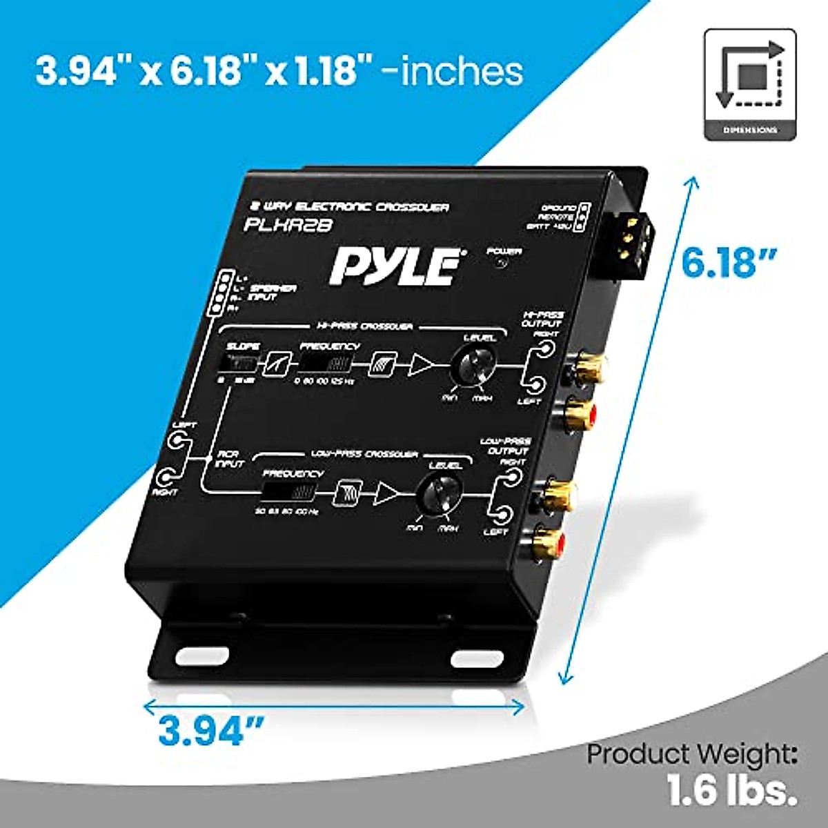 Pyle 2-Way Electronic Crossover Network PLXR2B - Independent High-Pass/Low-Pass Output Level Controls