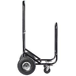 Gardenised Black Firewood Rack Outdoor Indoor, Heavy Duty Firewood Carrier with Front Wheels Wood Fireplace Tool Rack, Rolling Storage Cart Cover Included