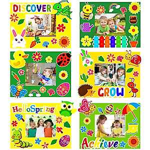30 Packs Spring Craft Kits for Kids Springtime DIY Picture Frame Craft Flower Bee Butterfly Easter Art Craft Mothers Day Craft Party Favors Home Classroom Game Activities Bulletin Board Decoration