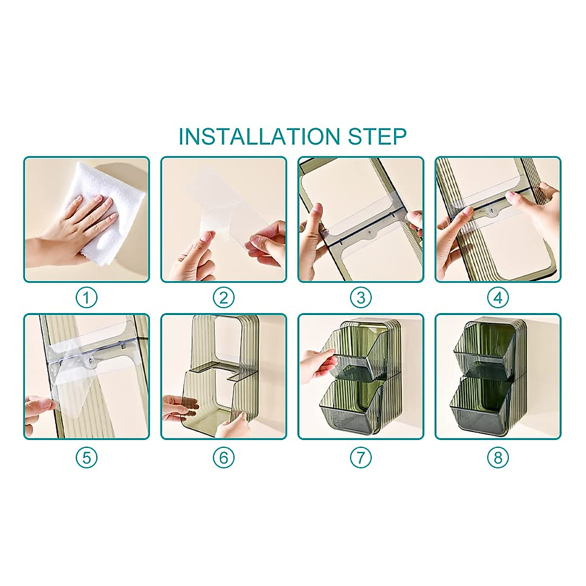 Plastic tea bag Organizer Box Caddie Storage Box Kitchen Pantry Wall storage box with 2 drawers, countertops, hold coffee, tea, sugar packets, cream, beverage bean, (1Pcs+2Pcs 720ML seal pot)