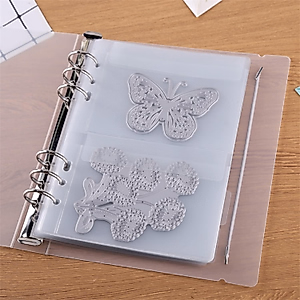 Die Storage Book Binder Die and Stamp Storage Folder Page Protectors 1 Cover with 25 Sheets Pockets Set Organizer Collection Case Template Holder DIY Scrapbooking Storing