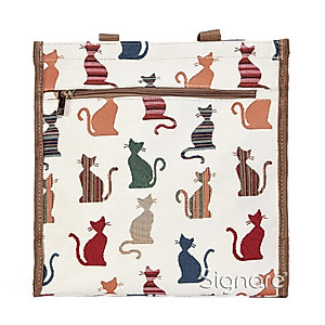 Signare Tapestry Shoulder Bag Shopping Bag for Women with Cheeky Cat Design (SHOP-CHEKY)