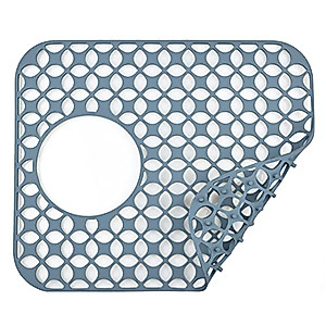 Striludo Silicone Sink Mat,Grey Sink Mat Kitchen Protector for bottom of Farmhouse Stainless Steel or Porcelain Bowl Sink,Rear Drain Kitchen Sink Protector (Grey,13.58 ''x 11.6 '')