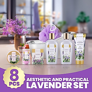 Spa Gifts for Women Spa Luxetique Spa Gift Baskets for Women, 8 Pcs Lavender Bath Sets for Women Gift with Bubble Bath, Bath Gifts for Women Christmas Gift Baskets Christmas Gifts for Women