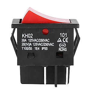 ON Off Rocker Switch, 120V AC/250V AC30A Welder Welding Machine 4-Pin 2 Position Boat Type Toggle Switch(1PCS)