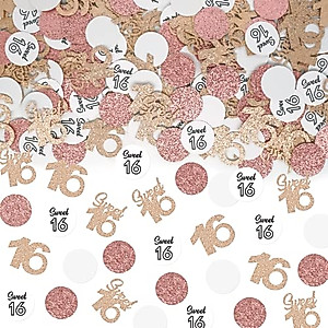 Sweet 16 Confetti, Rose Gold Table Confetti, Happy Birthday Confetti for Table Sweet 16 Table Decorations, Happy 16th Confetti Sweet 16 Birthday Decorations Sweet 16 Party Supplies