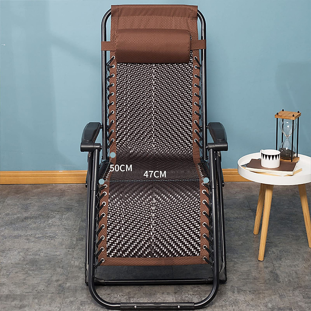 Lounge Chair, Outdoor Reclining PE Rattan Patio Recliner Chairs Beach Pool Lawn Camping Indoor Office Deck Lounger Chair