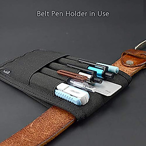 diodrio Belt Pen Holder, Pencil Holder pouch, Pen Sleeve Case Holster for Belt, Hold Multiple pens, Hold 6 Inch Ruler, 4 Pens and a Marker. Made of Durable Fabrics, Detachable, Black.