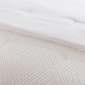 LAVACHEY King Size Comforter Set, White Boho Bedding Comforter Sets Extra Fluffy, Tufted Design 3 Pieces Bed Comforter (1 Comforter, 2 Pillowcases)