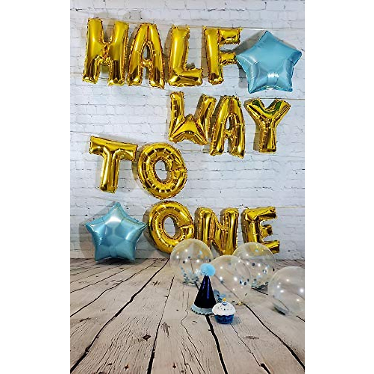 JeVenis 15 PCS Half Way To One Balloons 1/2 Birthday Decorations Half Way To One Birthday Party for Boy Blue Balloons