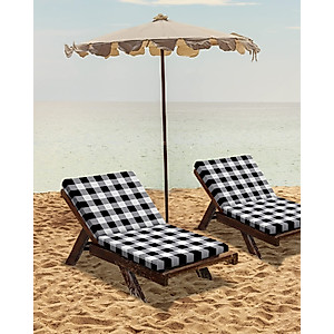 ZFUNCING 2 Pack Waterproof Patio Cushion Cover for Outdoor,Rustic Farmhouse Buffalo Check Plaid Washable Replacement Covers Furniture Seat Slipcover for Couch Sofa Chair,White Black,22x20in