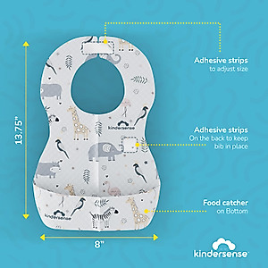 KinderSense® Disposable Baby Bibs (60 Count) for Feeding and Drooling – Travel Bibs for Baby Toddler & Child Boys & Girls | Absorbent and Leakproof - Large Bib Tray