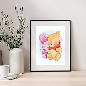 BigWig Prints Winnie the Pooh Nursery Decor - Winnie the Pooh Wall Art, Baby Nursery Wall Decor, Childrens Poster Prints for Classroom, Piglet Tigger Rabbit Eeyore Gifts - Unframed Set of 8 (8x10)