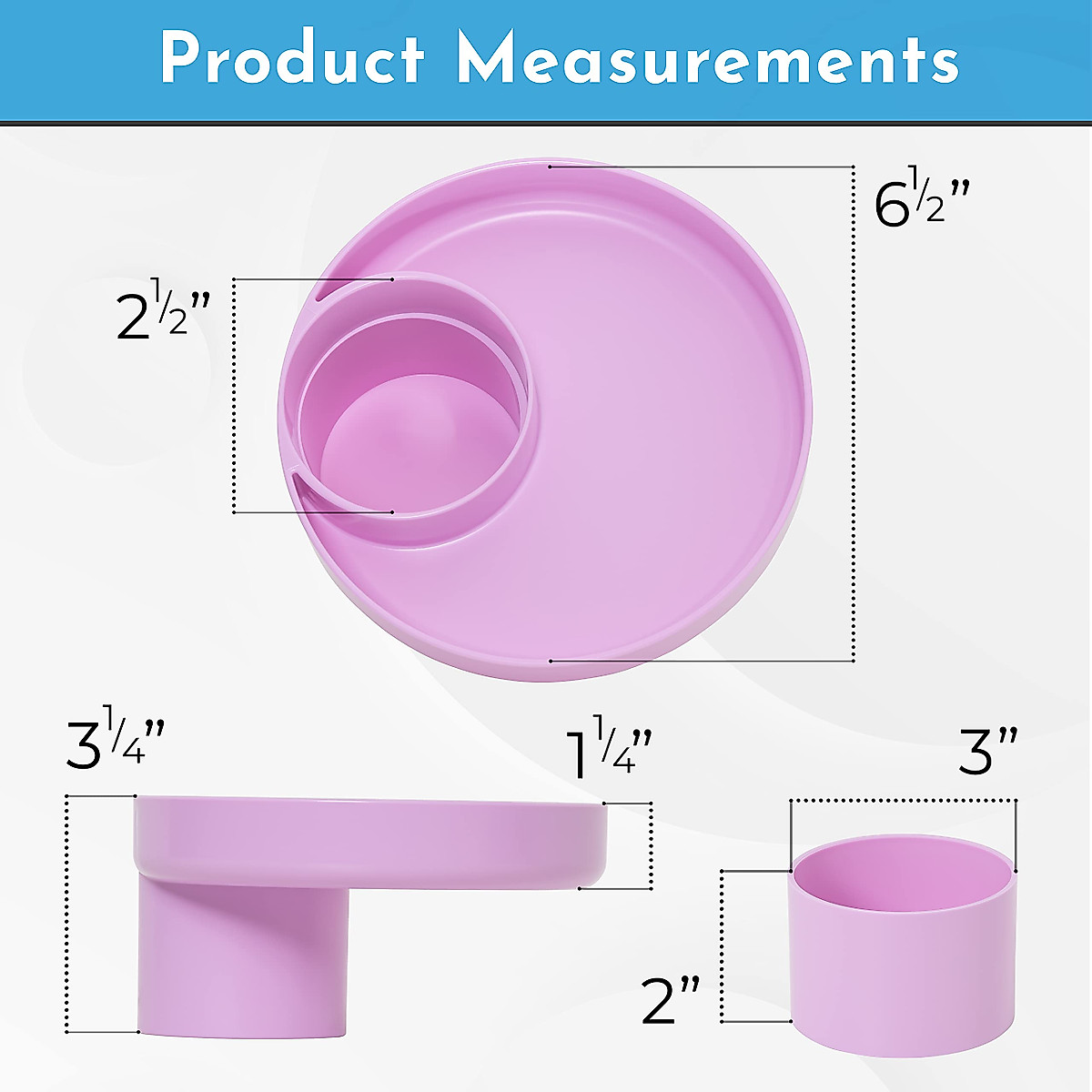 Travel Tray Round, USA Made Easily Convert Your existing Cup Holder to a Tray and Cup Holder for use in a Car Seat, Booster, Stroller, Golf Cart and Anywhere You Have a Cup Holder! - Lavender