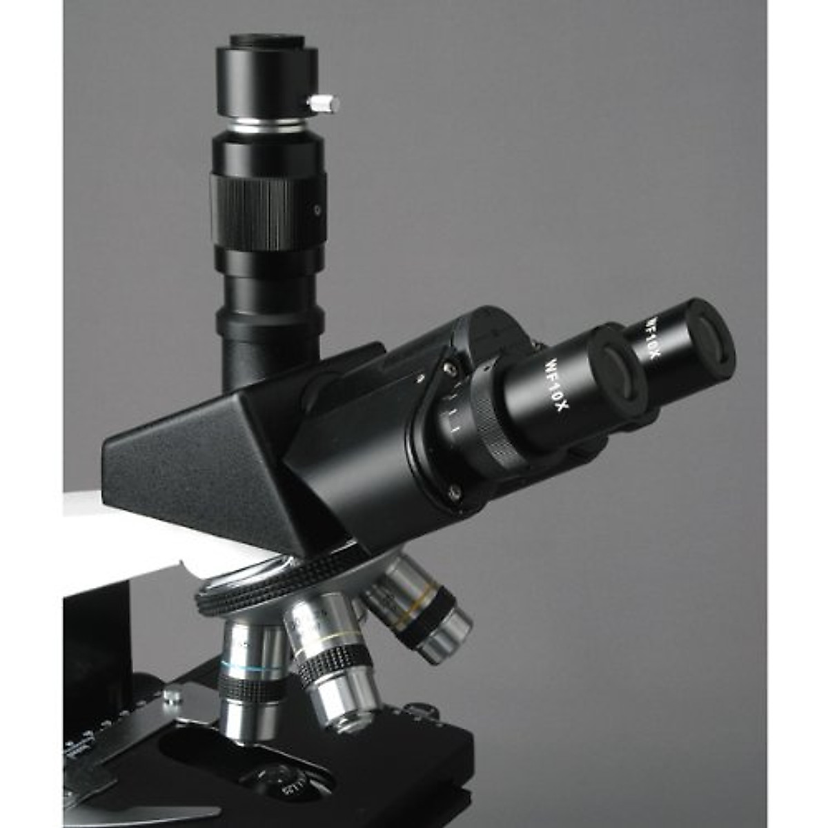 AmScope T490A-LED Compound Trinocular Microscope, WF10x and WF16x Eyepieces, 40X-1600X Magnification, Brightfield, LED Illumination, Abbe Condenser, Double-Layer Mechanical Stage, Sliding Head, High-Resolution Optics