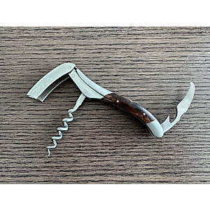 Laguiole En Aubrac Sommelier Waiter's Corkscrew, Grapevine Wood Handle, Wine Opener With Foil Cutter & Bottle Opener, Stainless Steel Brushed Bolsters