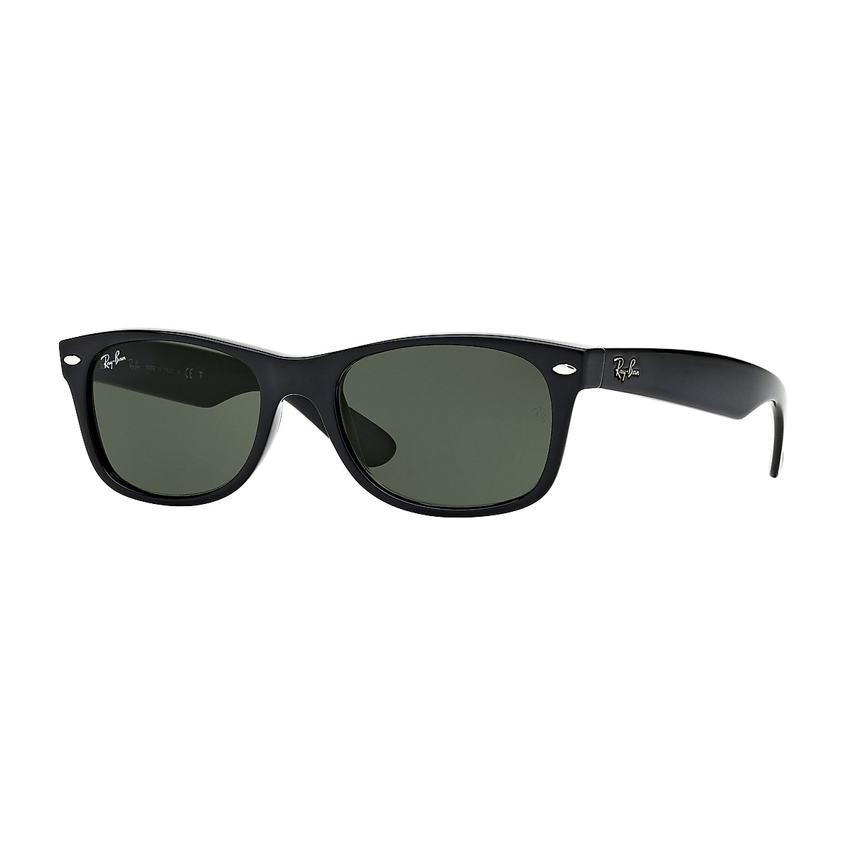 Ray-Ban RB2132 New Wayfarer Sunglasses + Vision Group Accessories Bundle, unisex-adult (Black/Crystal Green,58)