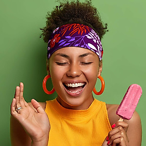 WILLBOND 8 Pieces African Headband Stretchy Boho Print Hairband Yoga Running Sports Workout Head Grip Band Elastic Turban Headwrap Head Cloth for Women Hair Accessories(Floral Pattern)