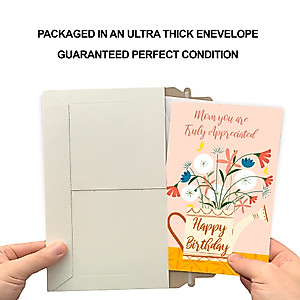Prime Greetings Happy Birthday Card For Mom, Made in America, Eco-Friendly, Thick Card Stock with Premium Envelope 5in x 7.75in, Packaged in Protective Mailer