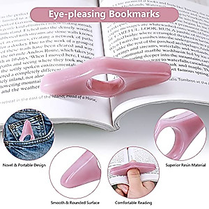 Prasacco 3 Pieces Book Page Holder, Resin Transparent Thumb Bookmark Thumb Reading Ring Handmade Finger Book Holder Book Reading Accessories for Readers Book Lovers Bookworm Teachers Students