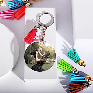 120 pcs Acrylic Keychain Blank with Key Rings: Tassels Key Chain for Craft,Bulk Keychain Rings,Acrylic Keychain Blanks Rings,Key Chain Kit