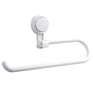Suction Paper Towel Holder Under Cabinet, Wall Mount for Kithcen Paper Roll, No Drilling Towels Bulks, Removable & Reusable Towel Rack Multi-Used Plastic Paper Towel Holder