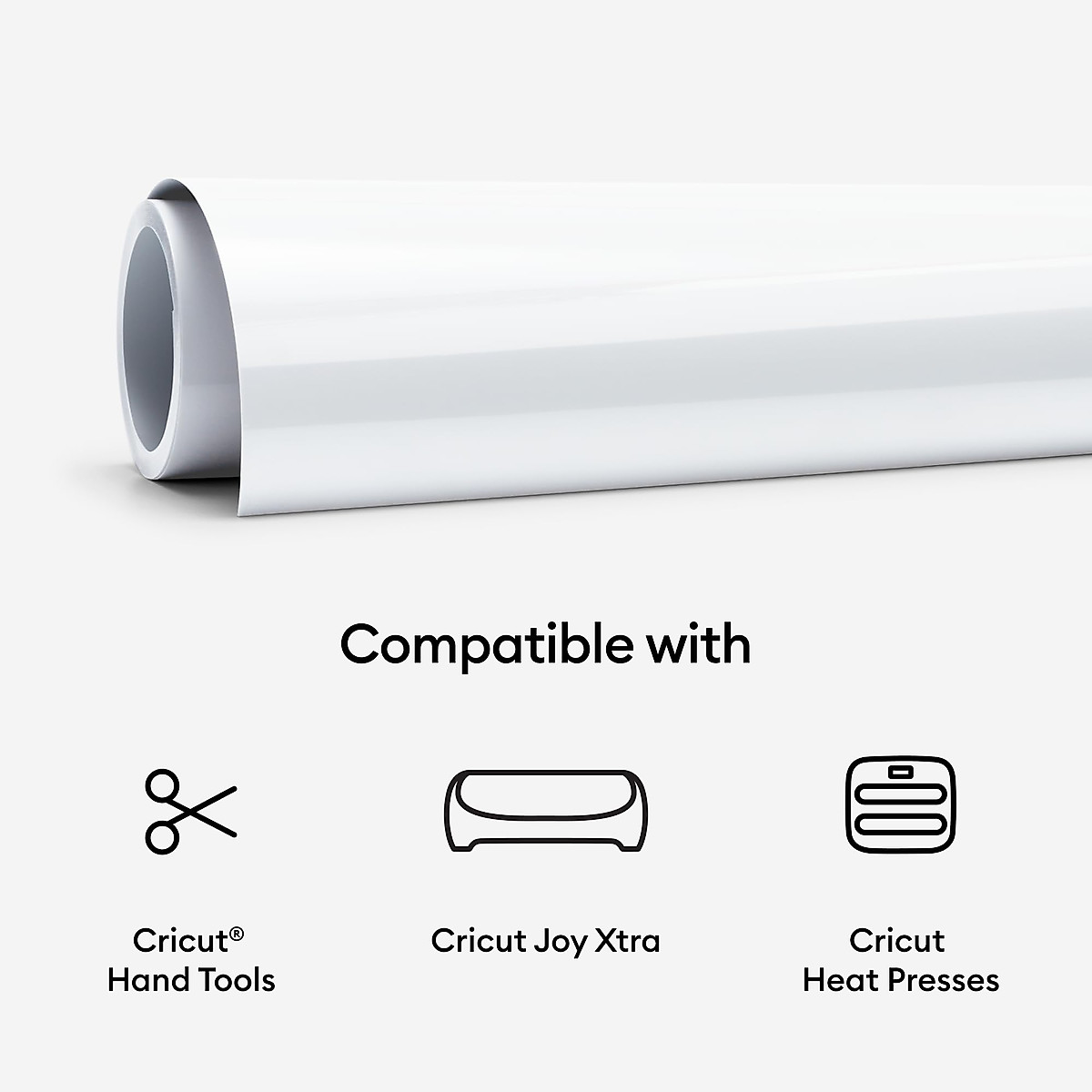 Cricut Joy Xtra Vinyl Iron On Smart Vinyl for Shirts, Apparel, Backpack & Décor, Quick Matless Cutting, Apply on All Surfaces, Outlast 50+ Washes, Measuring 9.5 in x 24 in, White