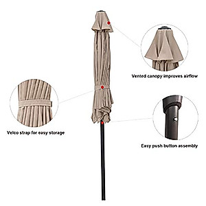 C-Hopetree 7.5 ft Outdoor Patio Market Table Umbrella with Tilt, Beige