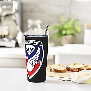 DEUASS 187th Infantry Regiment Insignia 20oz Tumbler With Lid And Straw Stainless Steel Vacuum Insulated Coffee Travel Mug Thermal Cup For Outdoor