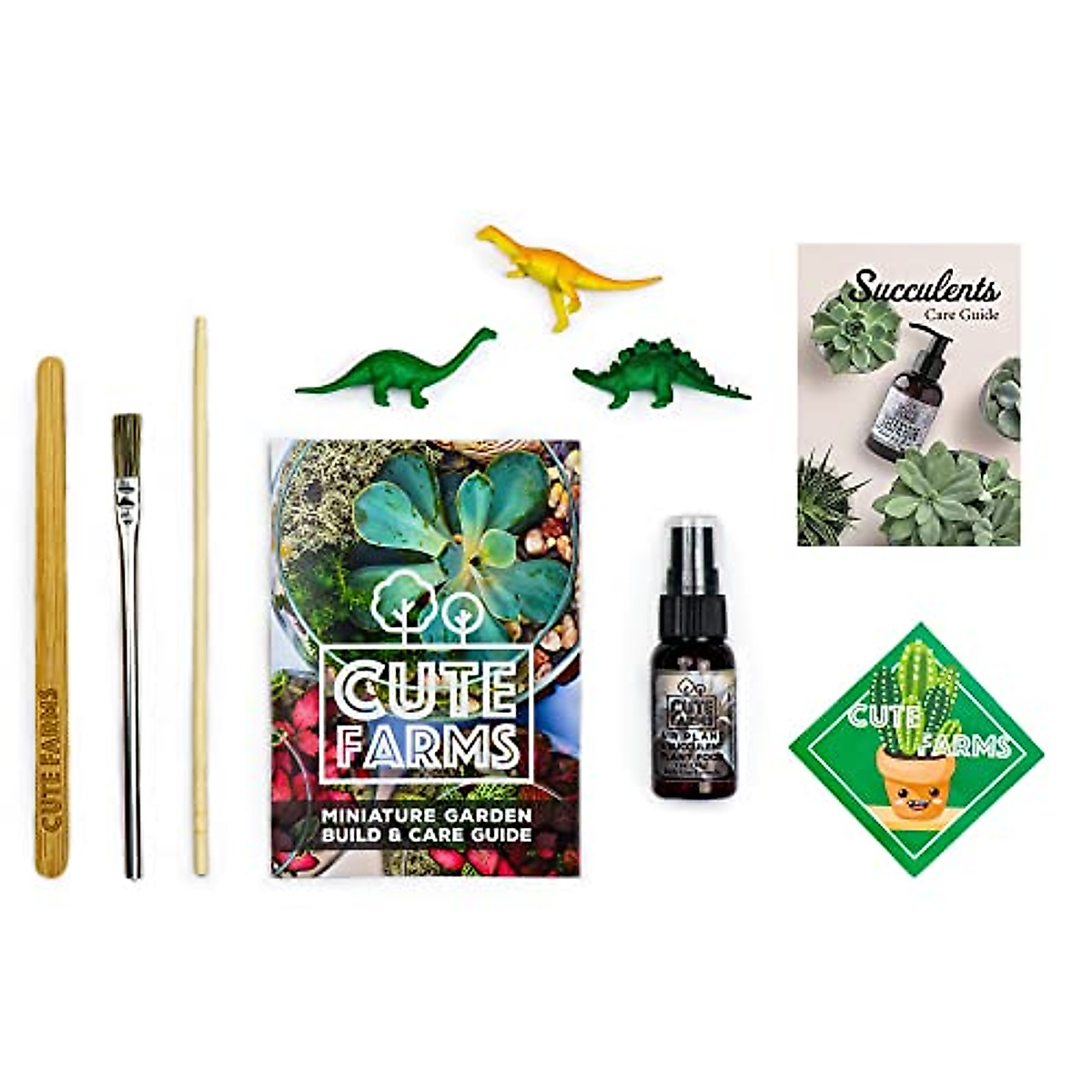 Cute Farms Terrarium Starter Kit | Moss, Vermiculite, Soil, Pebbles, Plant Food, Finishing Tools, Build and Care Guide | DIY Succulent Terrarium Kit for Adults and Kids (Large Kit)