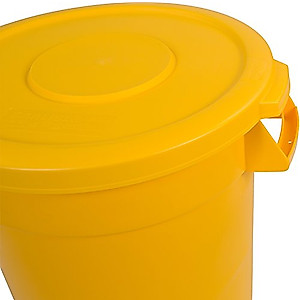 CFS 34101104 Bronco Polyethylene Round Lid, 16.13" Overall Diameter x 2.13" Height, Yellow, For 10 Gallon Containers (Case of 6)