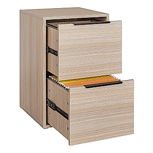 GREATMEET Wooden File Cabinet with 2 Drawer, Vertical Storage Filing Cabinet with Hanging Bars for Letter Size, 2 Drawer Filing Cabinets for Home Office, Beige