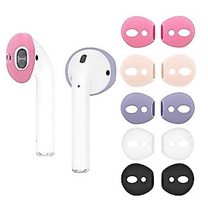IiEXCEL (Fit in Case) Eartips for AirPods 1 AirPods 2, 5 Pairs Replacement Super Thin Slim Rubber Earbuds Ear Tips Skin Accessories for AirPods 1 & 2 (Fit in Charging Case) 5 Colorful