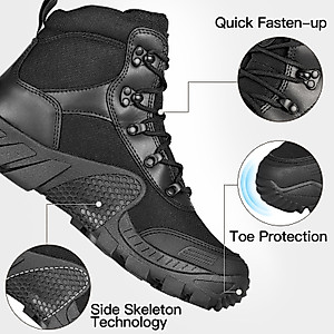 FREE SOLDIER Men's Waterproof Hiking Boots Tactical Work Boots Outdoor Lightweight Military Boots(Black, US 11