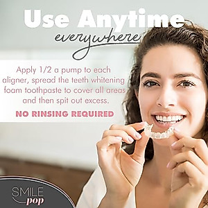 Smile Pop Mint Aligner Cleaner & Whitener Foam for Invisalign Cleaner, Dentures and Essix Trays. Retainer Cleaner Contains Hydrogen Peroxide, Fights against Bad Breath, Brightens teeth and Kills Germs