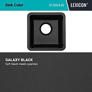 15" x 15" Quartz Kitchen Sink, Single Bowl Kitchen Sink, bar sink,Drop in Kitchen Sink, Granite Composite Kitchen Sink, Undermount Sink, Galaxy Black kitchen Sink, LP-1515-K-SO