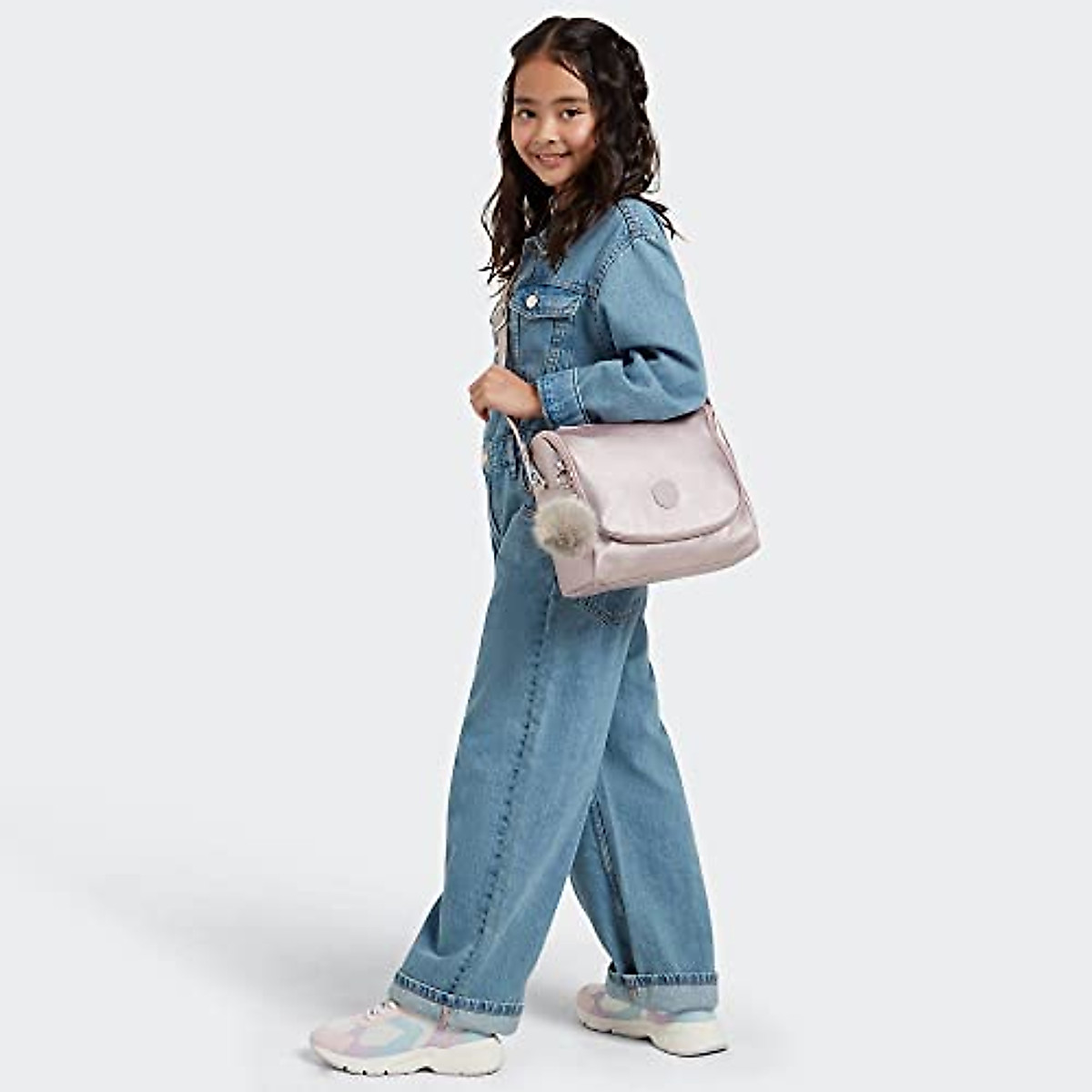 Kipling New Kichirou Metallic Lunch Bag Metallic Rose