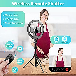 12-inch Ring Light with 62-inch Selfie Stick, Sensyne Tripod and Phone Holder, Selfie Remote Control Circle Light for Live Stream/Video Recording/TikTok, Compatible with All Phones and Cameras