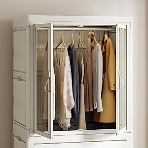 JH Spracely 470L Storage Bins with Lid,Stackable Storage Bins,4-Pack Stackable Storage bin for Closet, Collapsible Closet Organizer with Wheels,Easy to Clean&Assemble