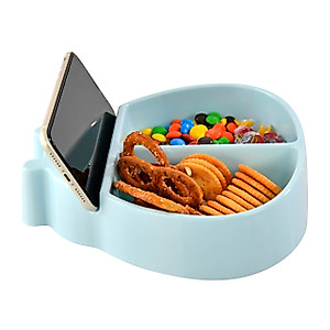 Home-X Ladybug Decorative Snack Dish and Phone Stand, Handy Candy Dish and Fruit Bowl, Perfect Snack Organizer Tray for Kids, Pistachio Sunflower Bowl with Shell Storage, Reusable Plastic Bowl, Blue